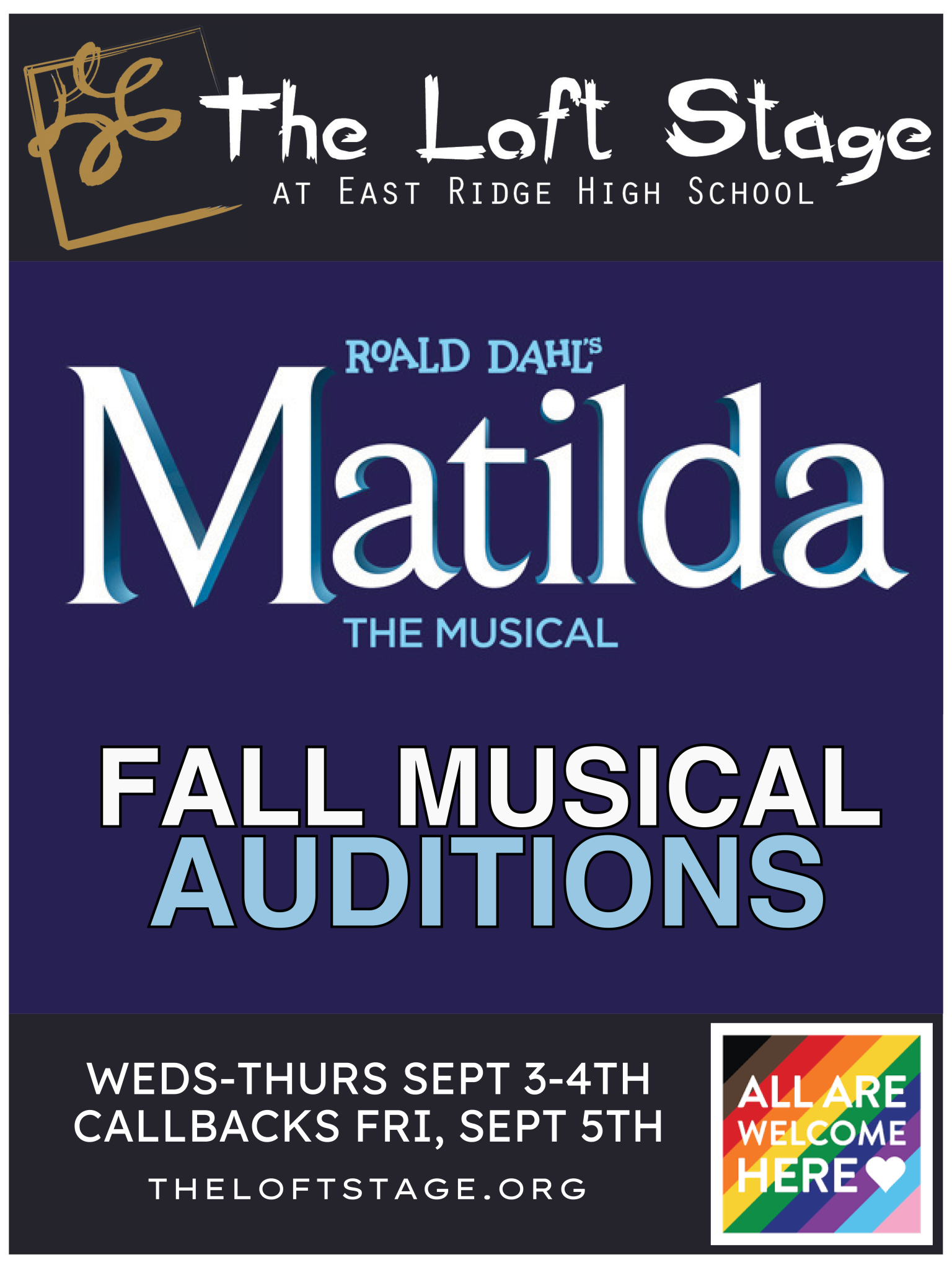Fall Musical Auditions – Matilda – The Loft Stage